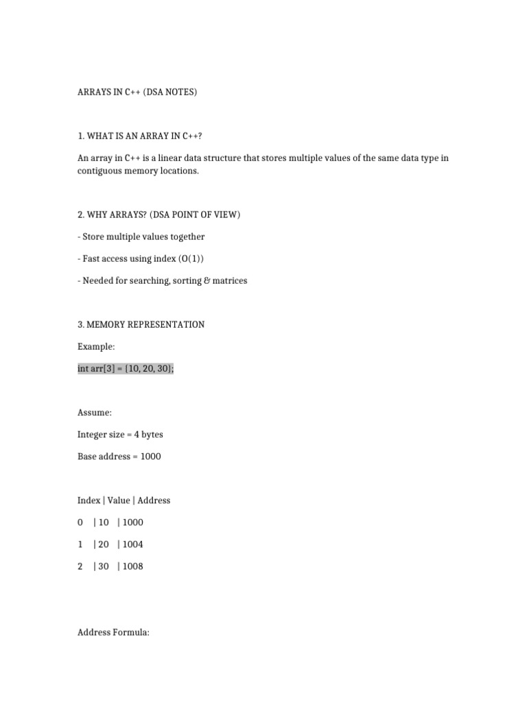 Arrays_Cpp_DSA | PDF | Integer (Computer Science) | Computer Science