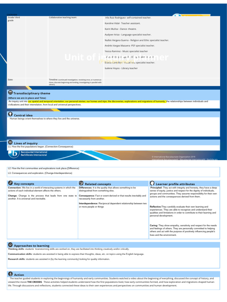 2. UOI WHERE WE ARE IN PLACE AND TIME 3° | PDF | Knowledge | Learning