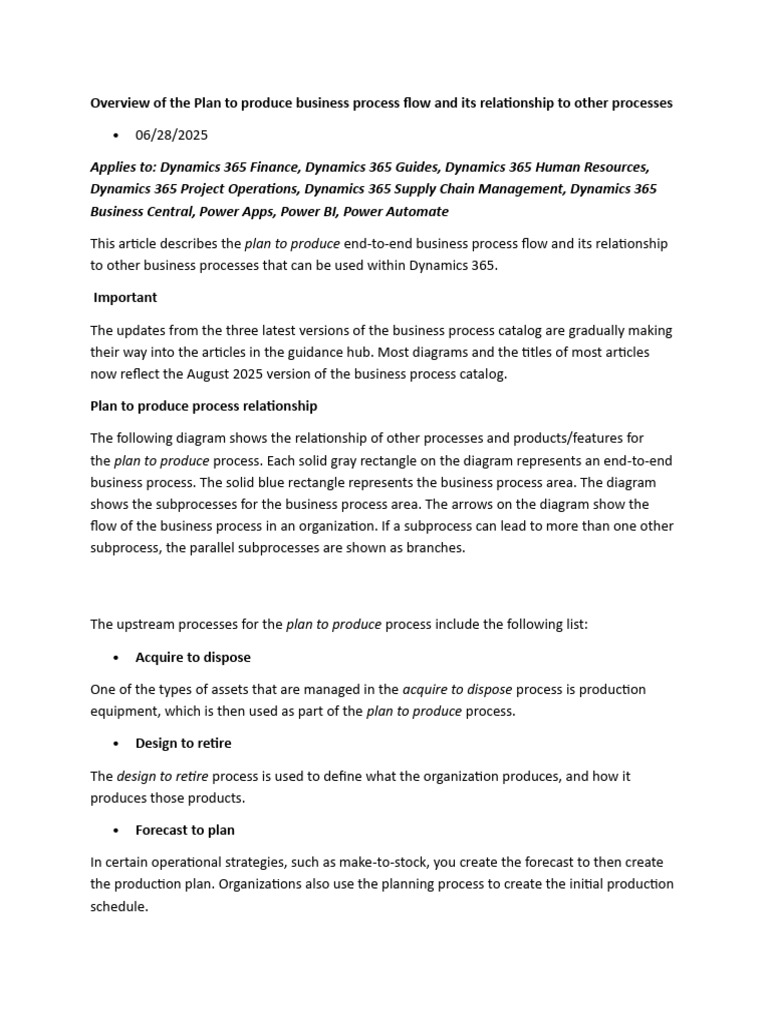 Overview of The Plan To Produce Business Process Flow | PDF | Cost Of ...