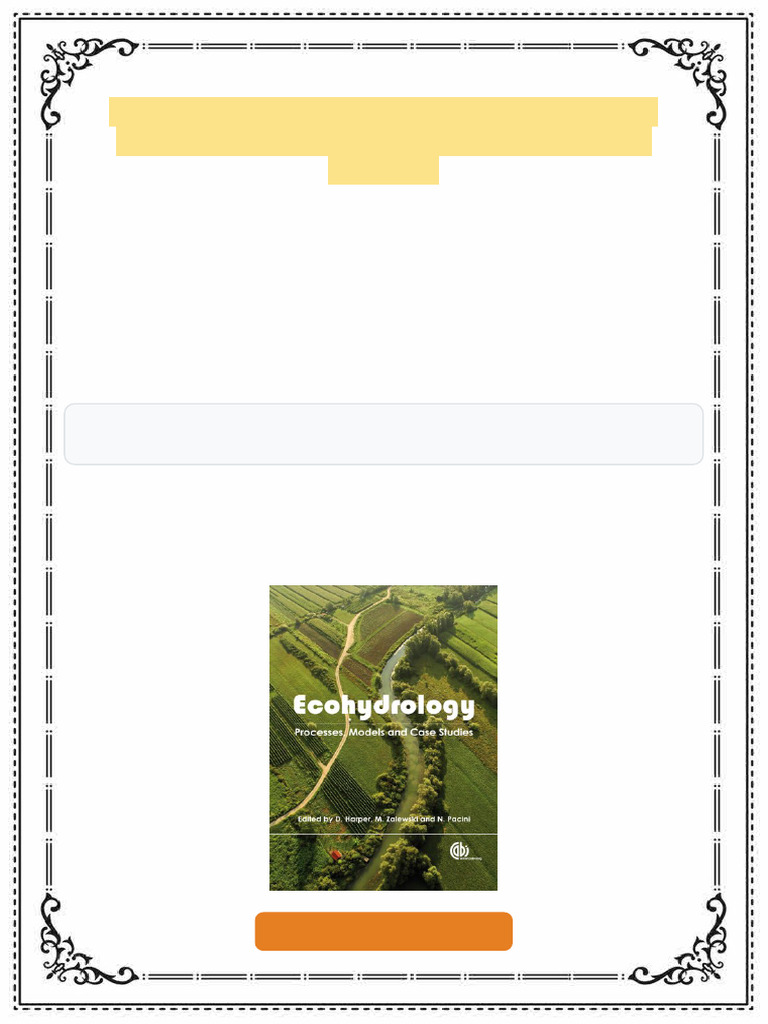 Ecohydrology Cabi First Edition David M Harper ebook downloadable pdf ...