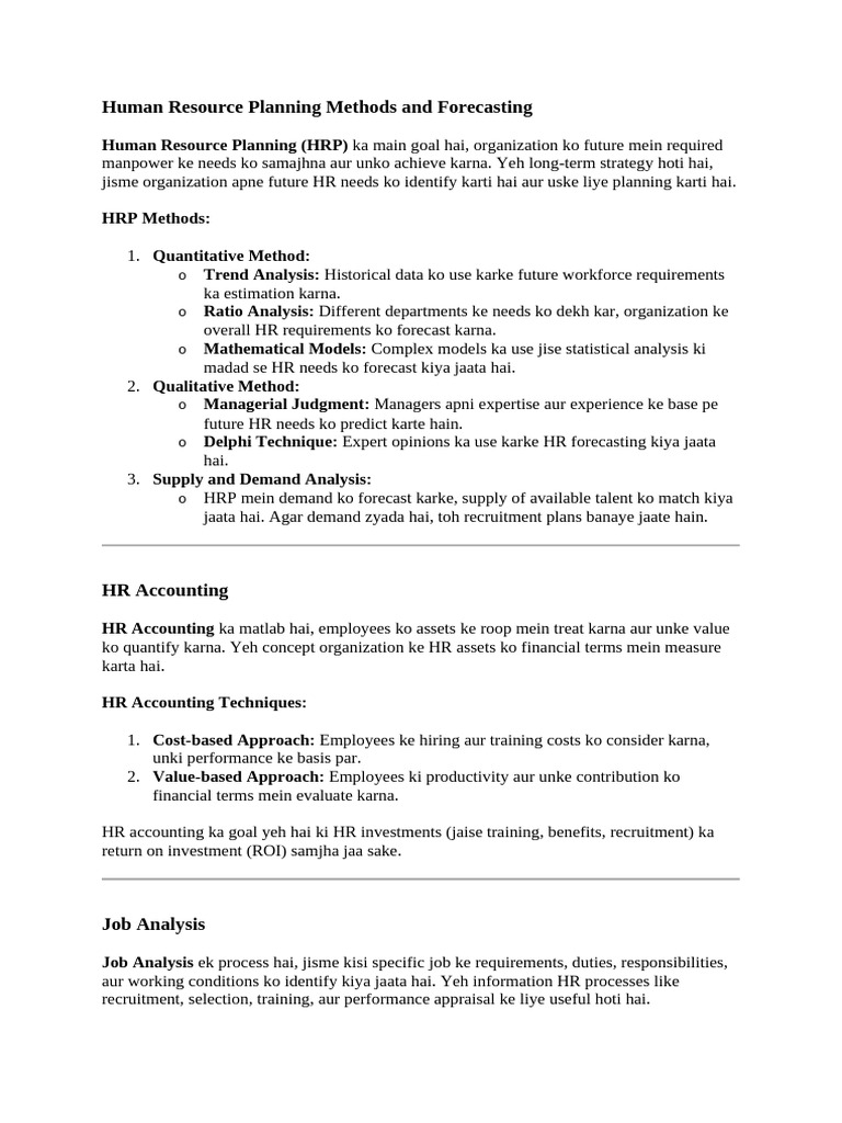 Human Resource Planning Methods and Forecasting UNIT2 | PDF ...