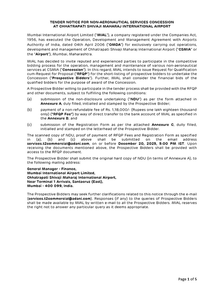 MSA Tender Notice 041225 SA05122025 | PDF | Non Disclosure Agreement ...