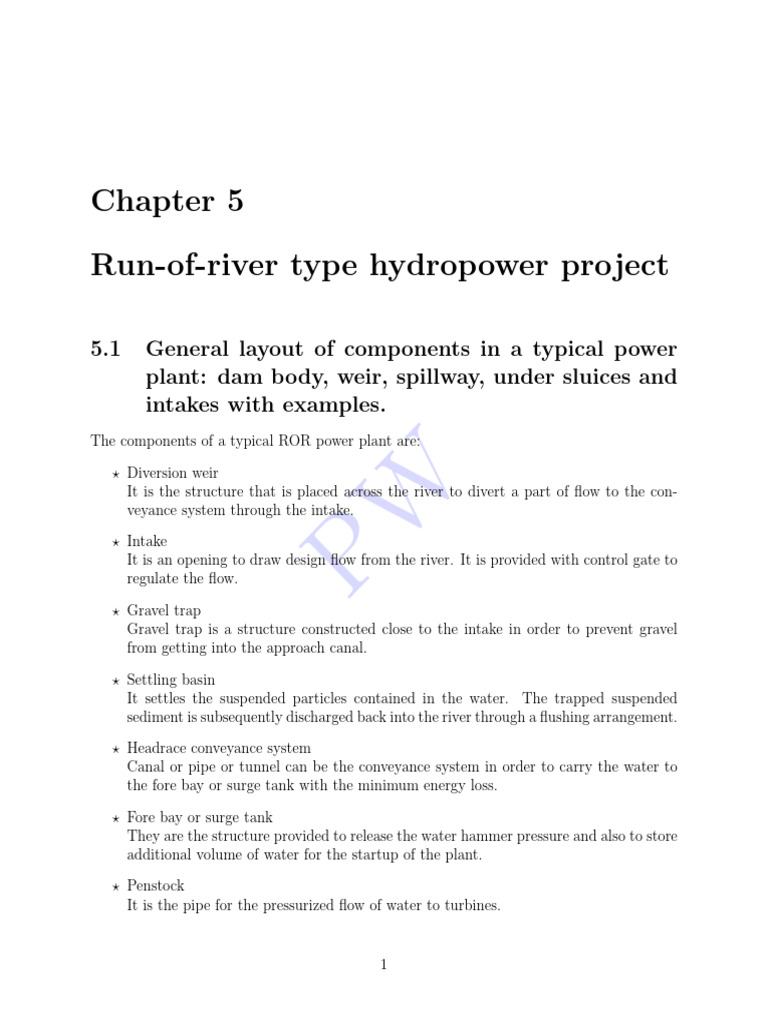 Run-of-River Hydropower Plant Components | PDF | River | Dam