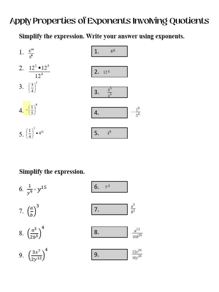 Simplifying Expressions with Exponents | PDF