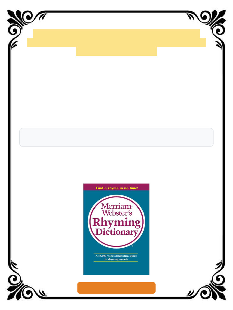 Merriam Webster S Rhyming Dictionary 1st Edition Merriam-Webster Ebook ...