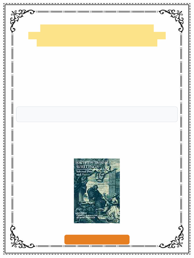 Swift S Irish Writings Selected Prose and Poetry 1st Ed Edition ...