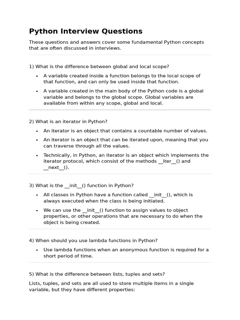 Python Interview Questions | PDF | Class (Computer Programming) | Python (Programming Language)