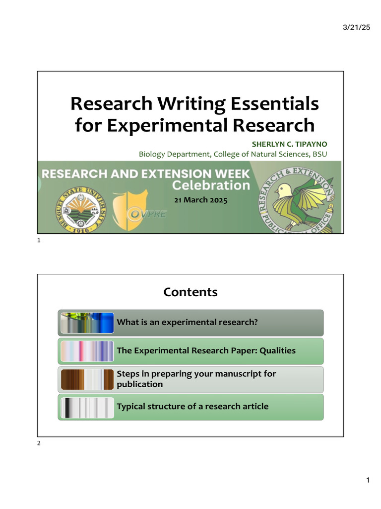 Research Writing Essentials For Experimental Research | PDF ...