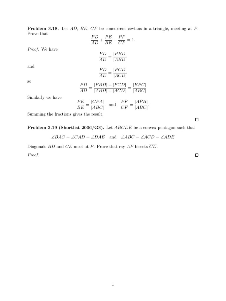 Concurrent Cevians and Angle Bisectors Proofs | PDF