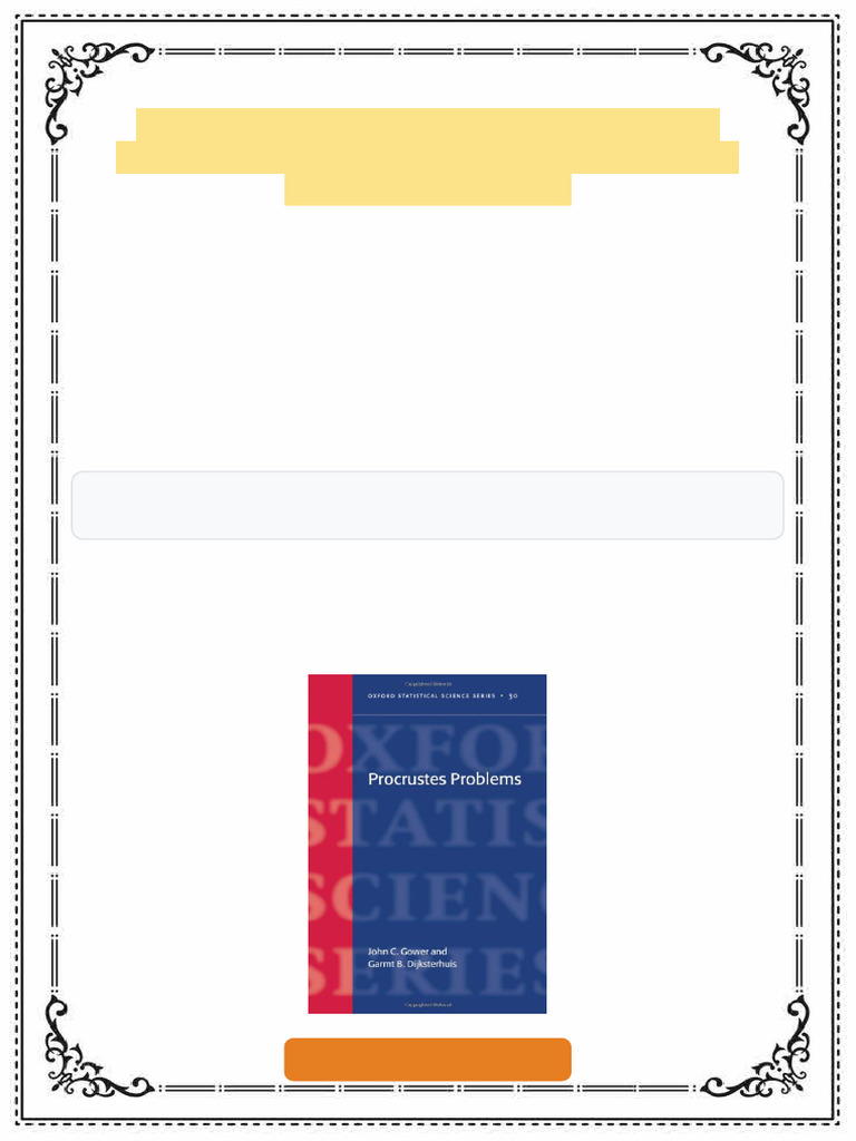 Procrustes Problems Oxford Statistical Science Series John C. Gower ...