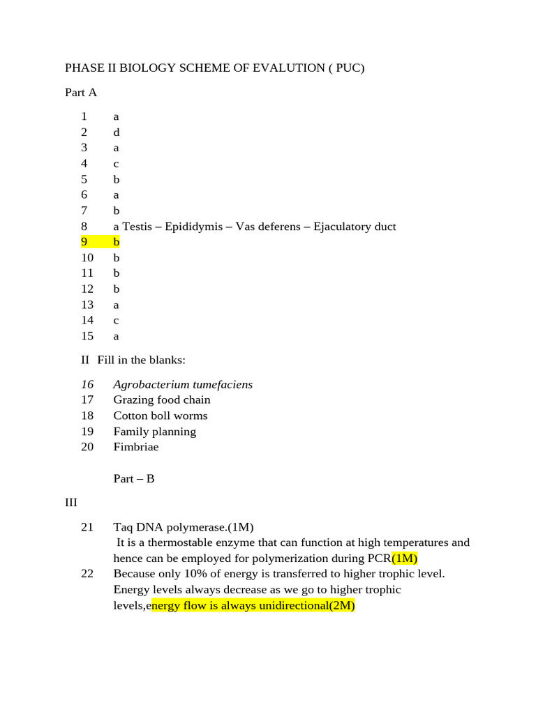 Biology - PU Scheme of Evaluation Karnataka | PDF | Reproduction ...