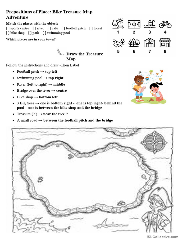 Prepositions of Place: Treasure Map Activity | PDF | Chess | Chess Theory