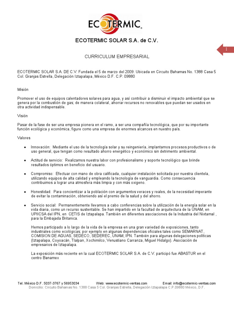 Ecotermic: Innovación en Energía Solar | PDF | Energía solar | Energía ...