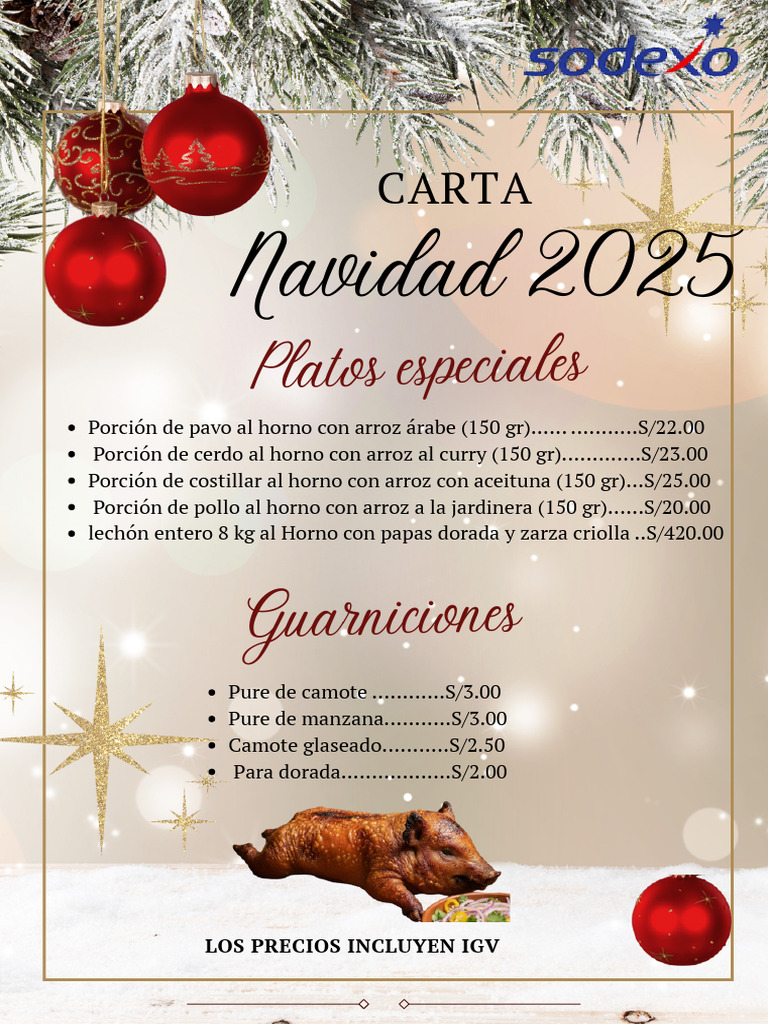 Menú de Navidad 2025: Platos y Postres | PDF