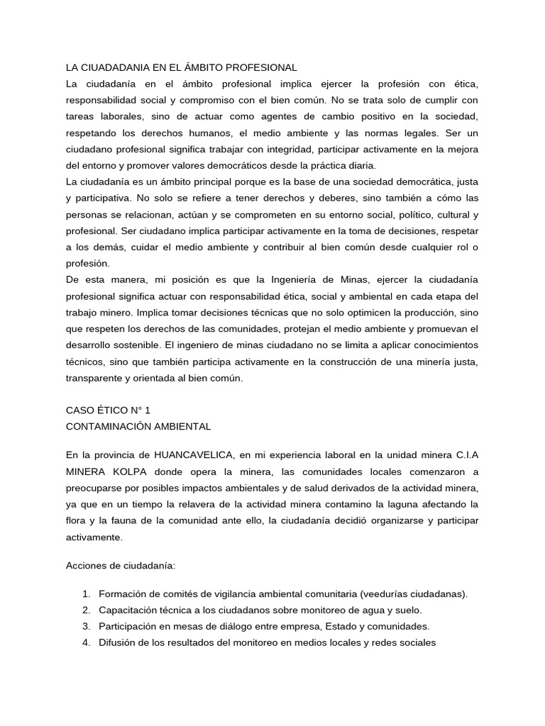 La Etica en El Ámbito Profesional | PDF | Minería | Ciudadanía