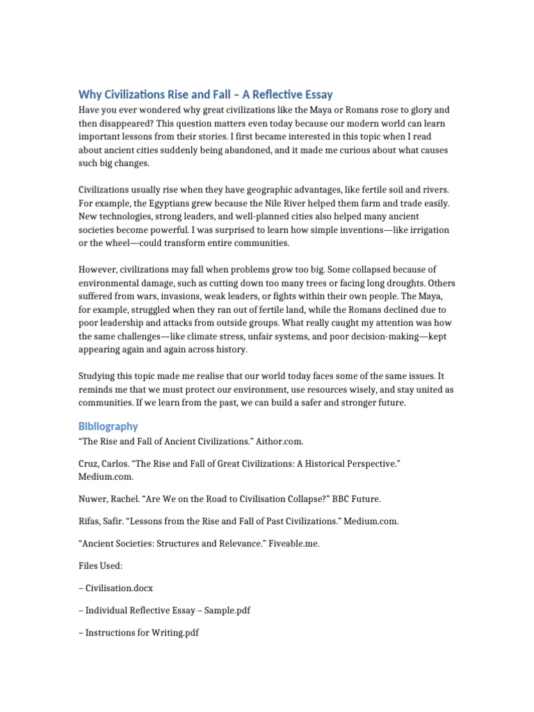 Why Civilizations Rise and Fall Reflection Essay (1) | PDF