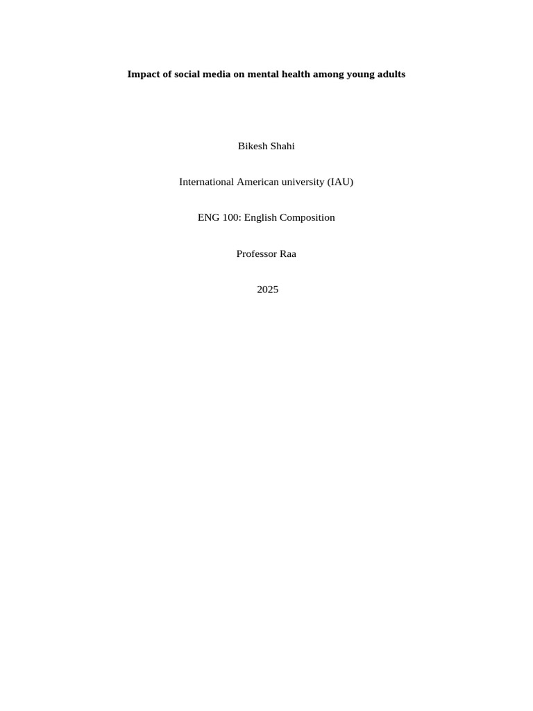 Impact of Social Media on Mental Health Among Young Adults | PDF ...