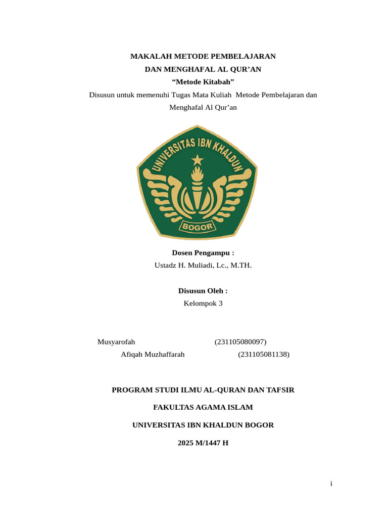 Metode Kitabah dalam Menghafal Al-Qur'an | PDF