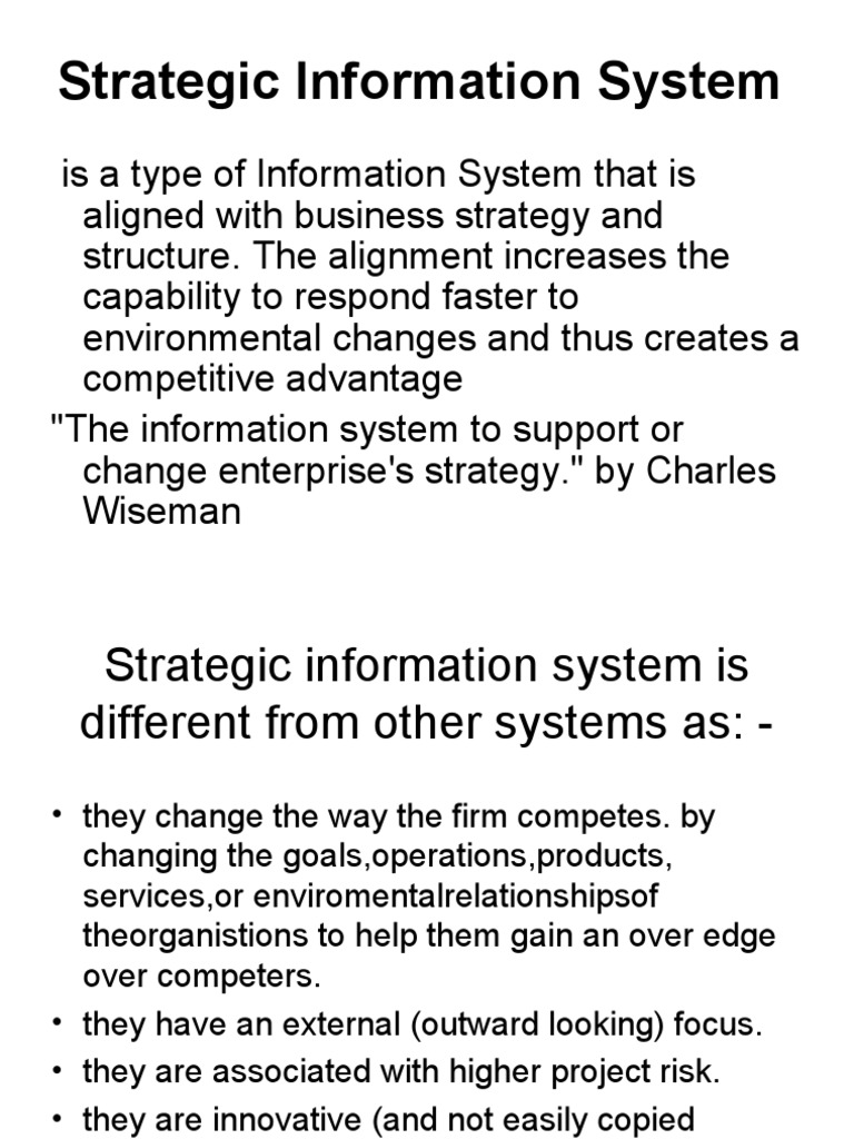 Strategic Information Systems Overview | PDF