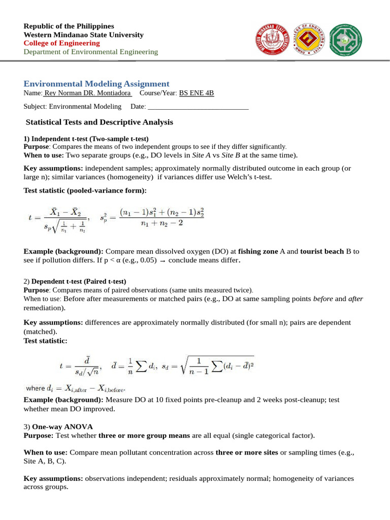 Environmental Modeling Techniques Overview | PDF | Student's T Test ...