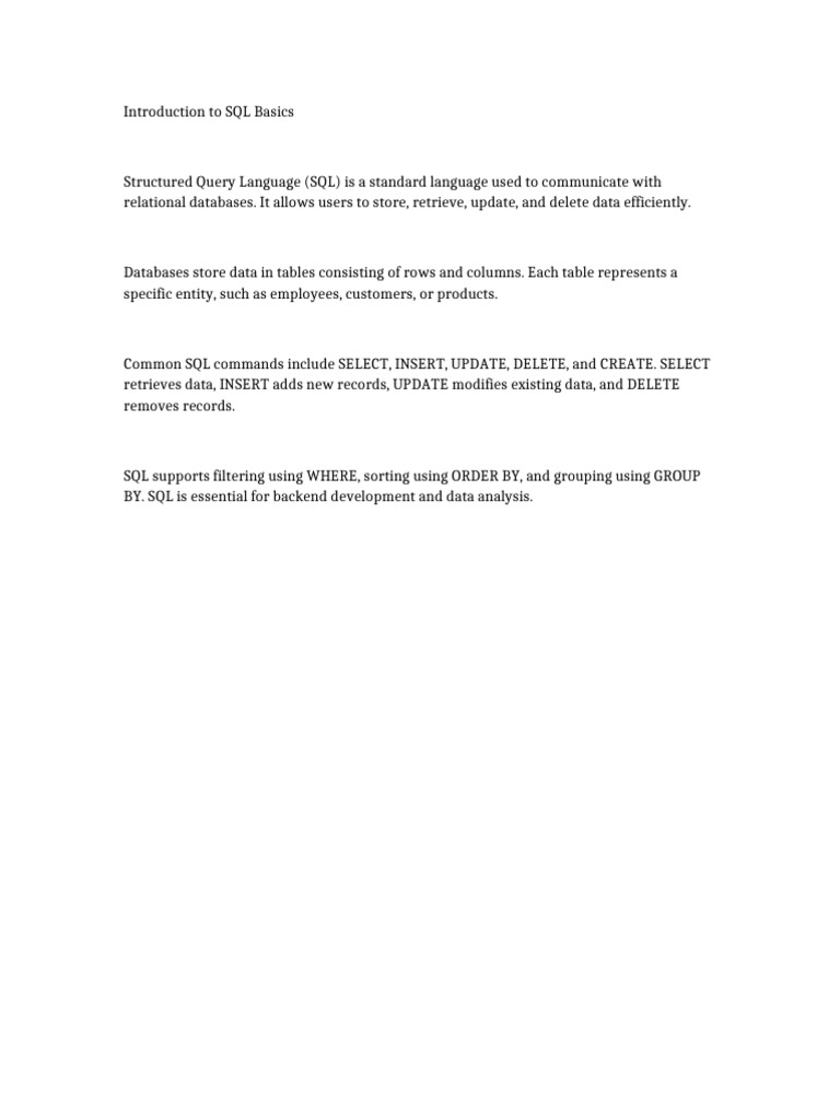 Introduction to SQL Basics | PDF