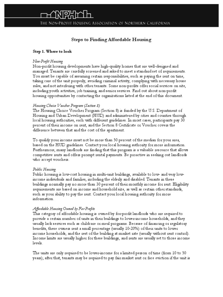 Affordable Housing Packet | Section 8 (Housing) | Landlord
