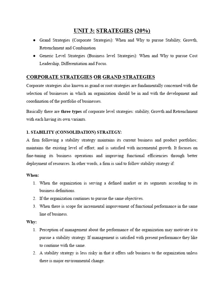 SM Unit 3 - Strategies | PDF | Marketing | Strategic Management