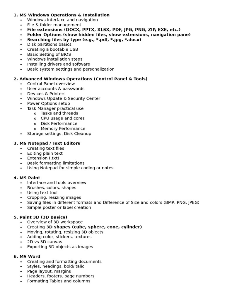 Course Outline List | PDF | Computer File | Page Layout