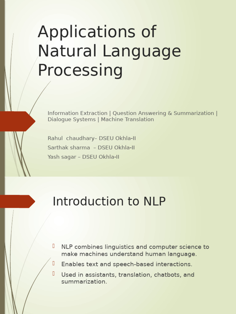 Key Applications of Natural Language Processing | PDF | Information ...