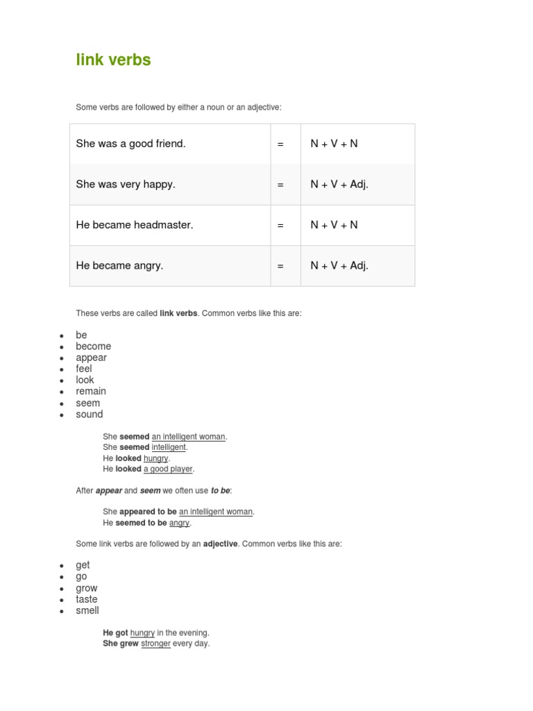 Link Verbs | PDF
