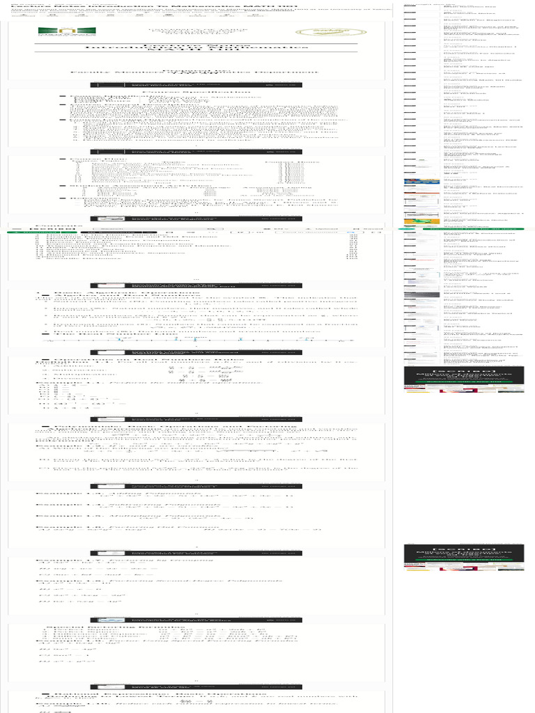 Lecture Notes Introduction To Mathematics MATH 1101 PDF Numbers ...