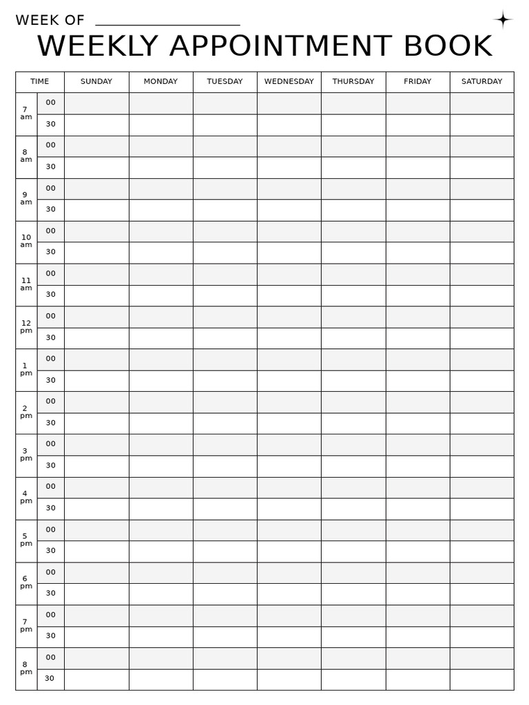 Weekly Appointment Schedule Template | PDF