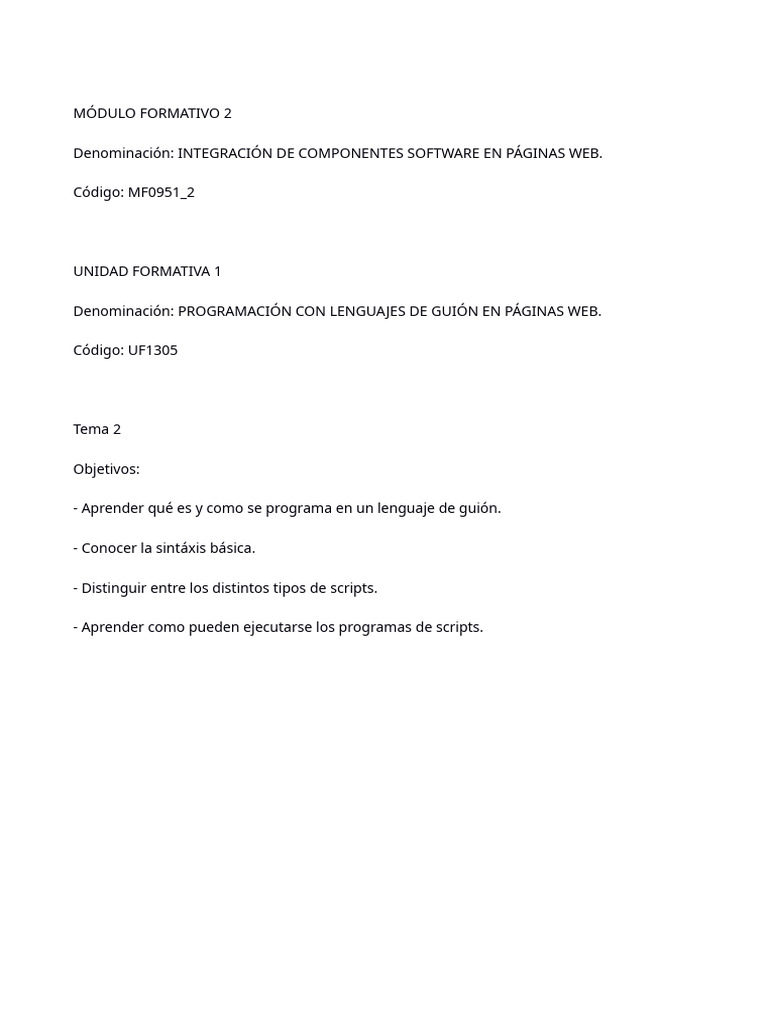 Tema2 UF1305 | PDF | Lenguaje de programación | Script Java