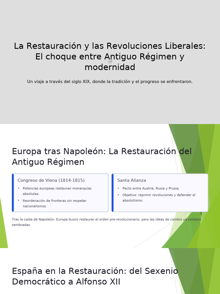 La Restauracion y Las Revoluciones Liberales El Choque Entre Antiguo ...