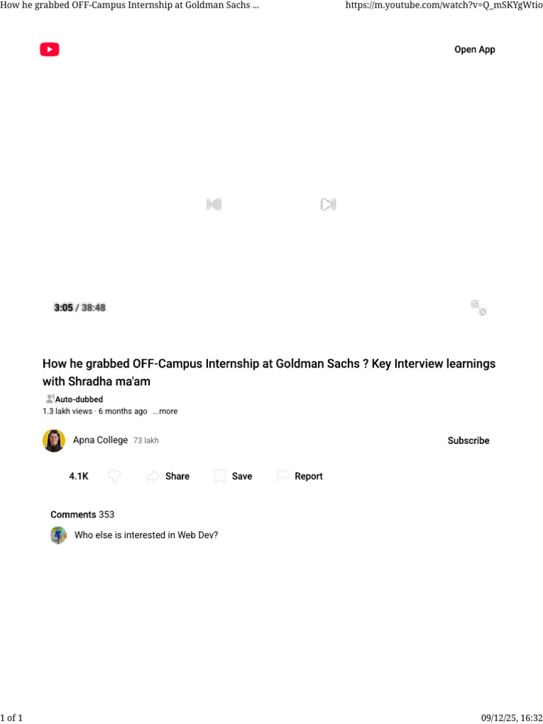 How He Grabbed OFF-Campus Internship at Goldman Sachs _ Key Interview Learnings With Shradha Ma ...