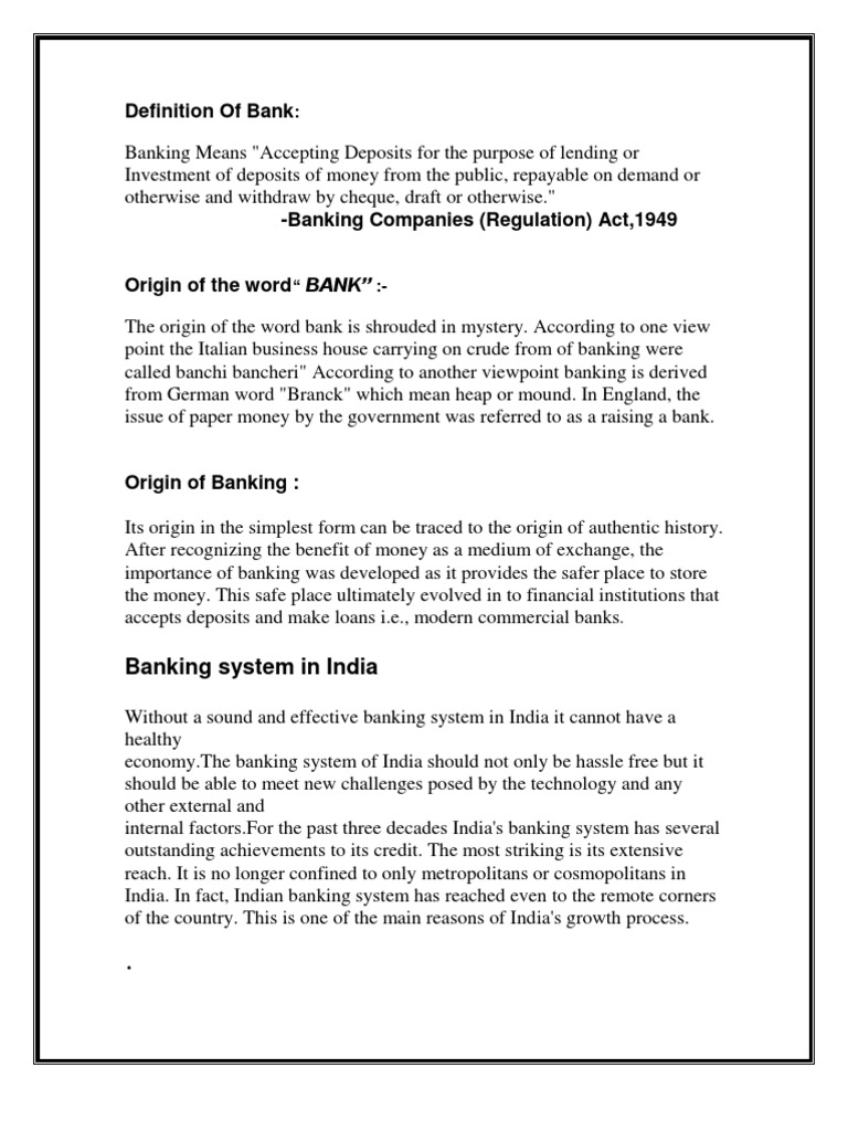 Definition of Bank | PDF | Reserve Bank Of India | Banks