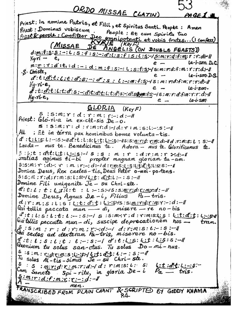 Ordo Missae (Order of Mass, and Latin Responses) | PDF
