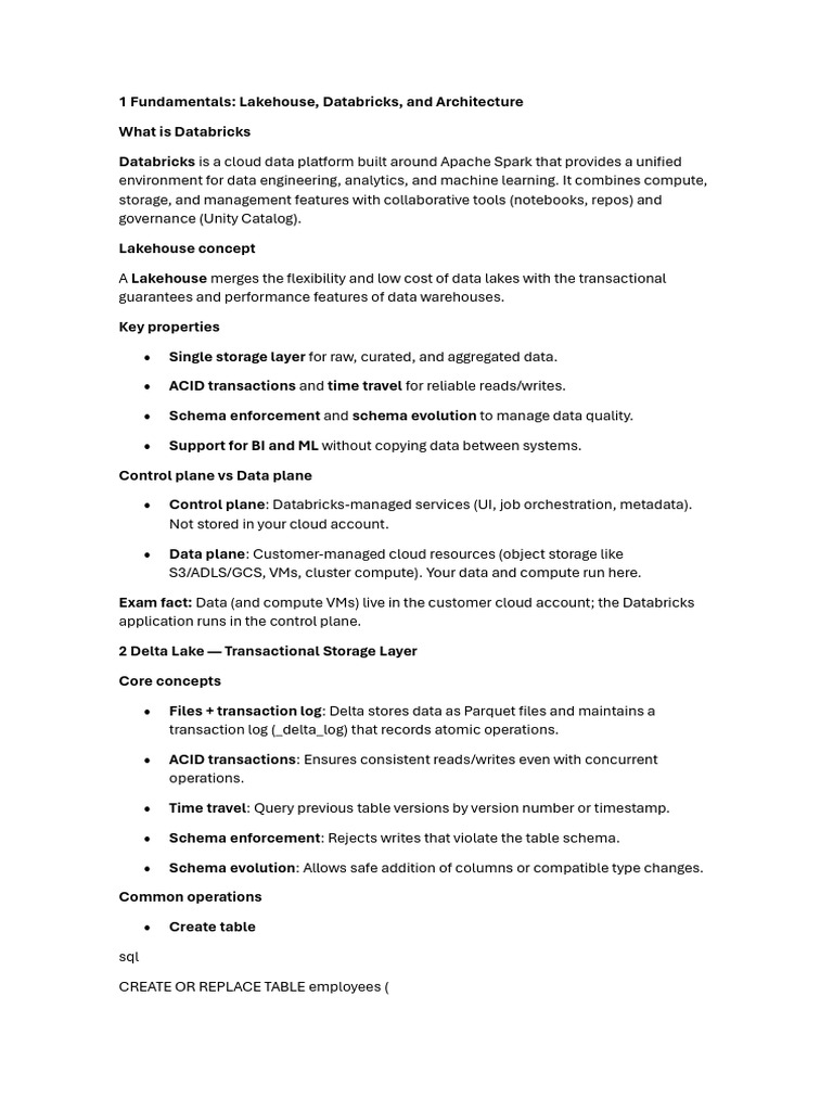 Databricks Lakehouse Architecture Guide | PDF | Database Transaction ...