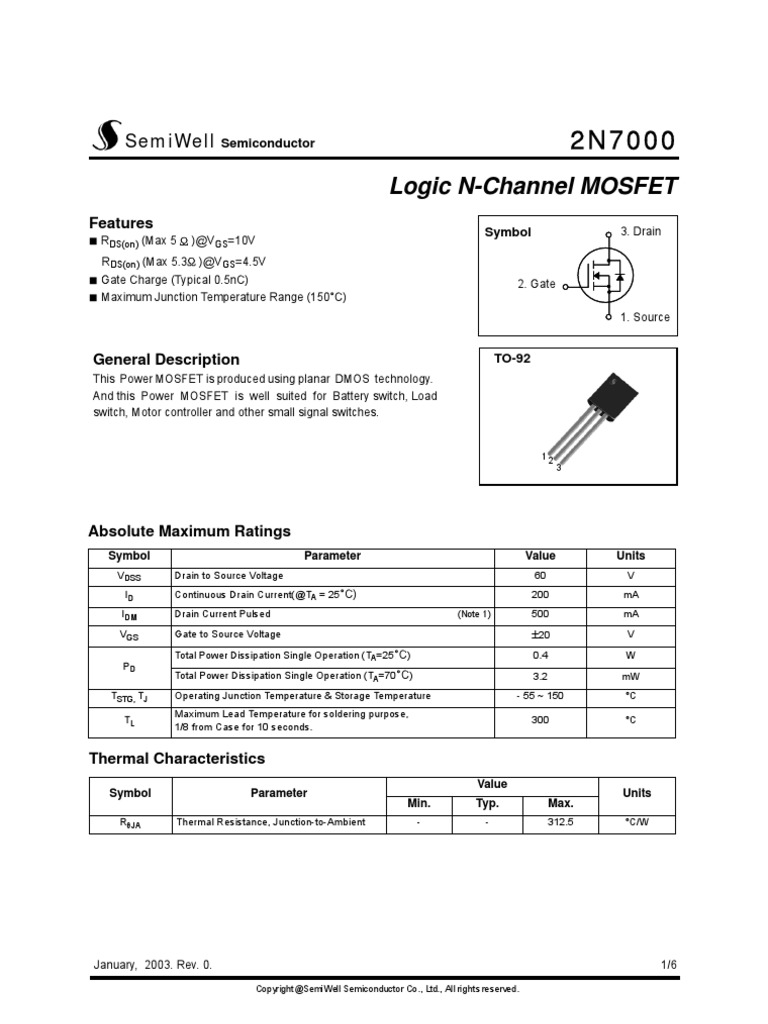 2 N 7000 | PDF | Mosfet | Field Effect Transistor