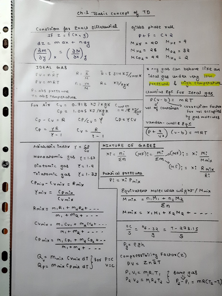 Ideal Gas Mixture Thermodynamics Guide | PDF