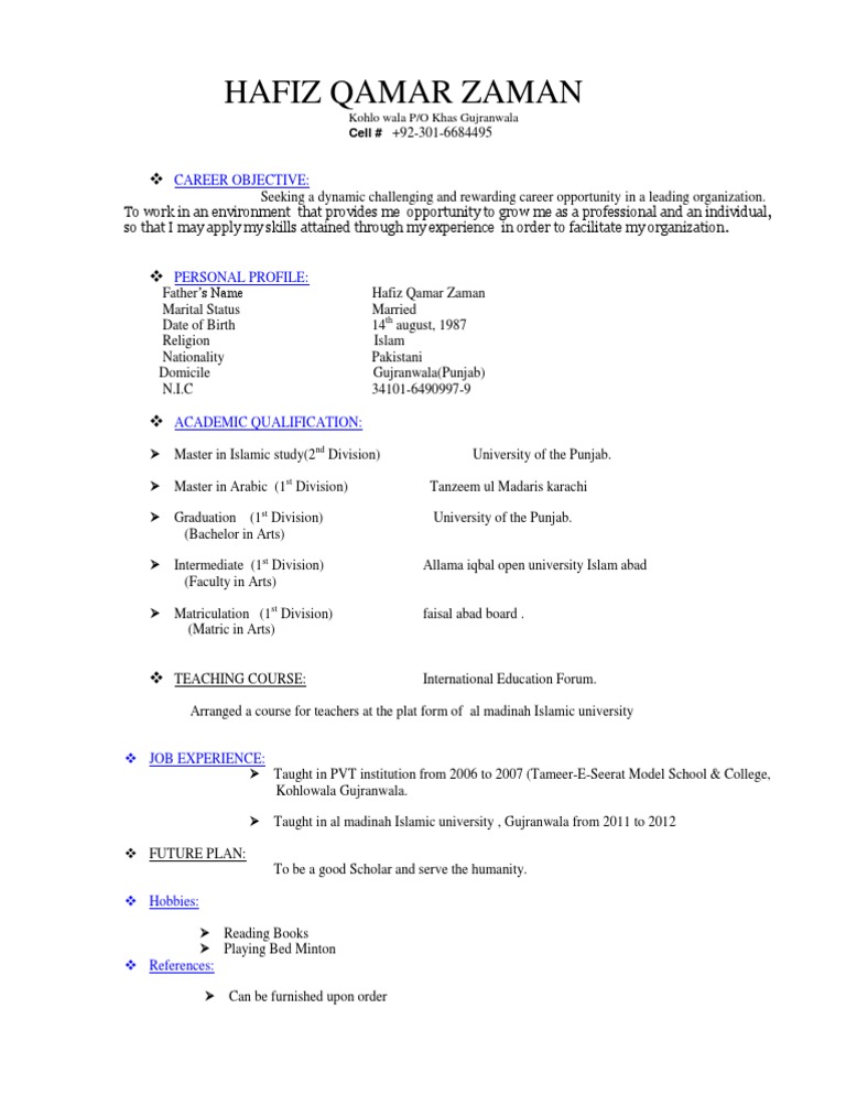 Hafiz Cv. | PDF