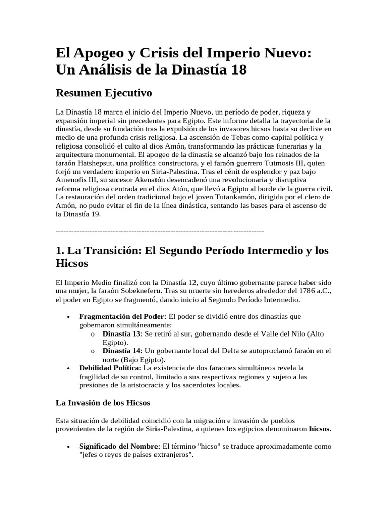 Apogeo y Crisis Del Imperio Nuevo | PDF | Tebas | Antiguo Egipto