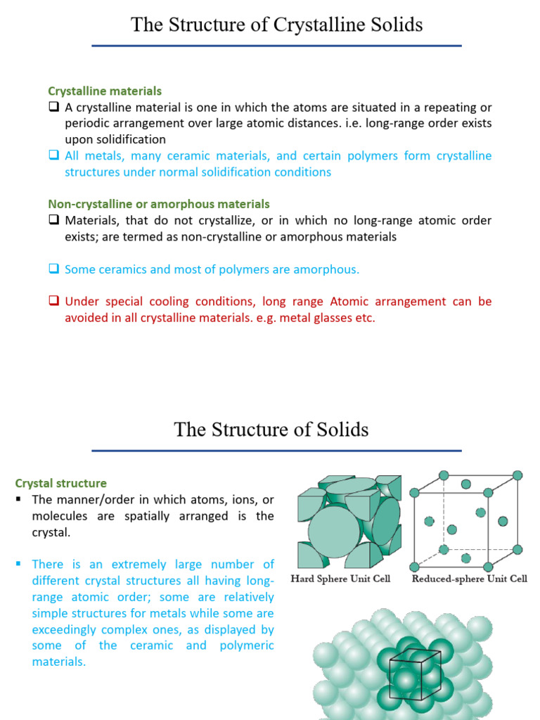 Crystalline Solid Structures Explained | PDF | Crystal Structure | Solid