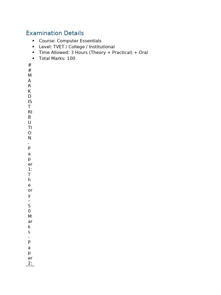 Computer Essentials Exam Overview | PDF | Computer Science | Computing