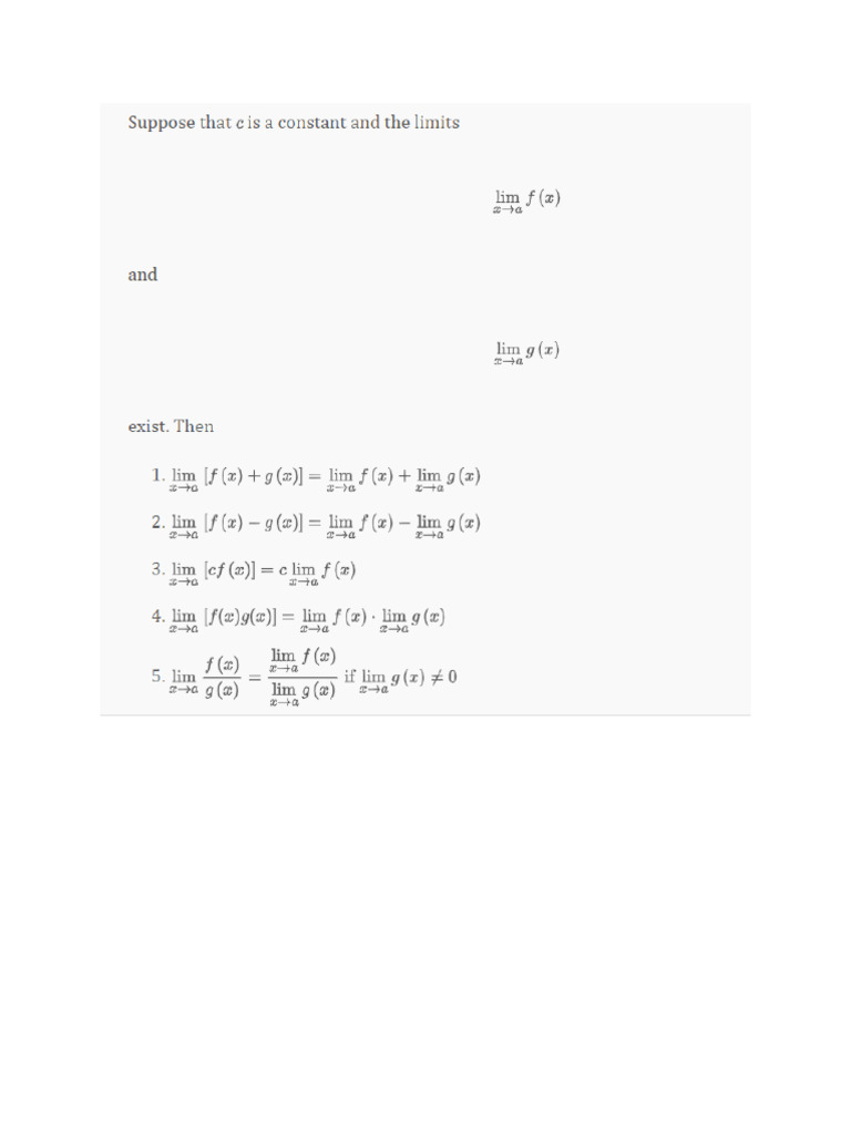 Table Properties of Limits | PDF