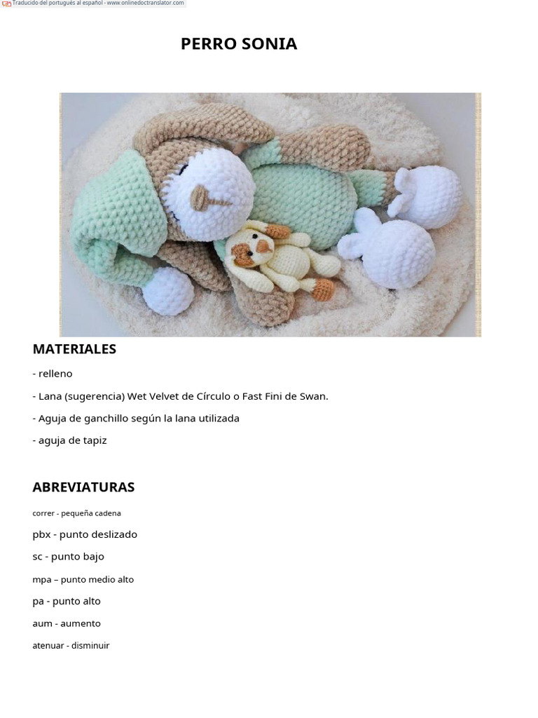 Patrón Amigurumi: Perro Sonia | PDF