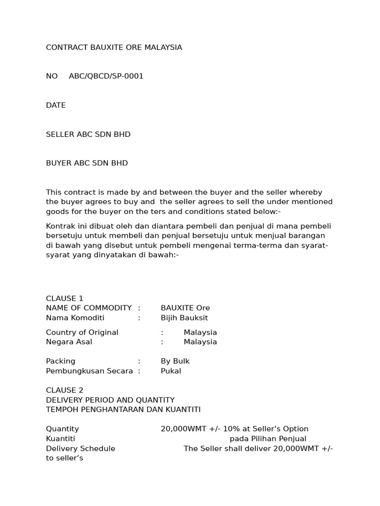 CONTRACT Bauxite ABC | PDF