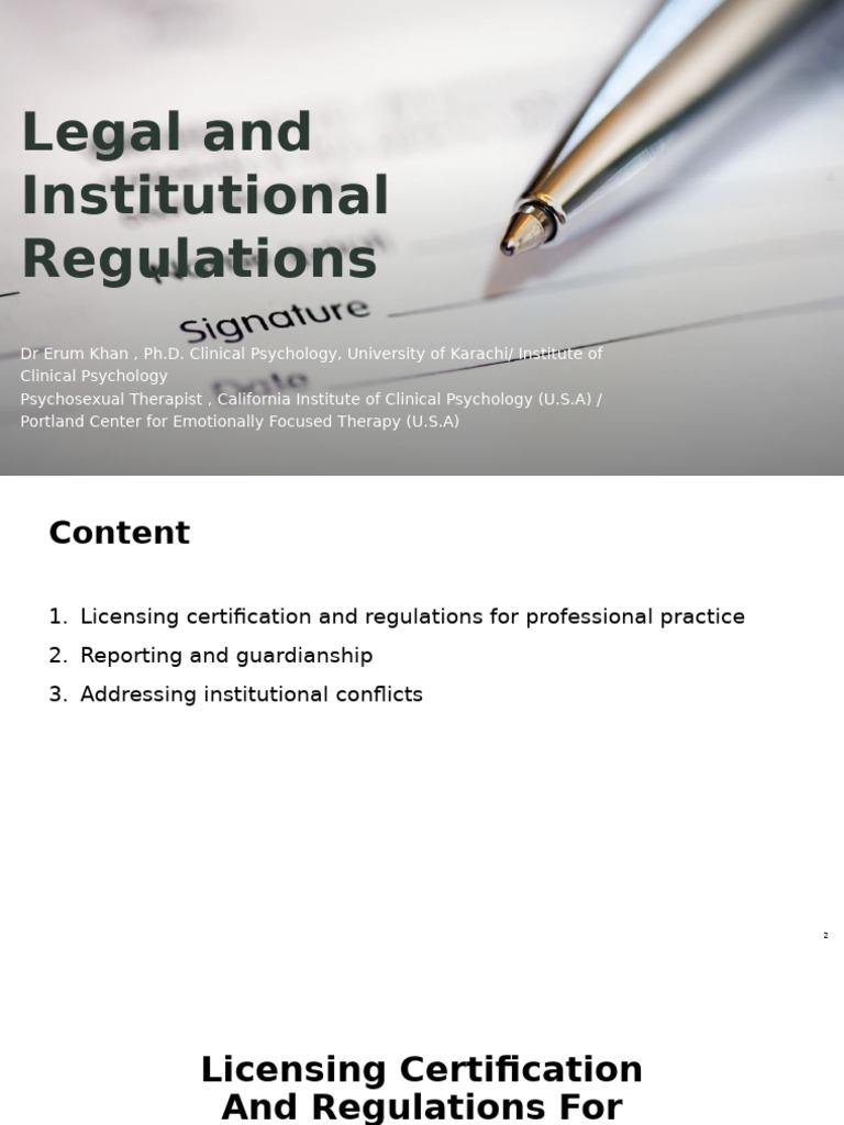 Legal and Institutional Regulations. 2025 | PDF | Expert Witness ...