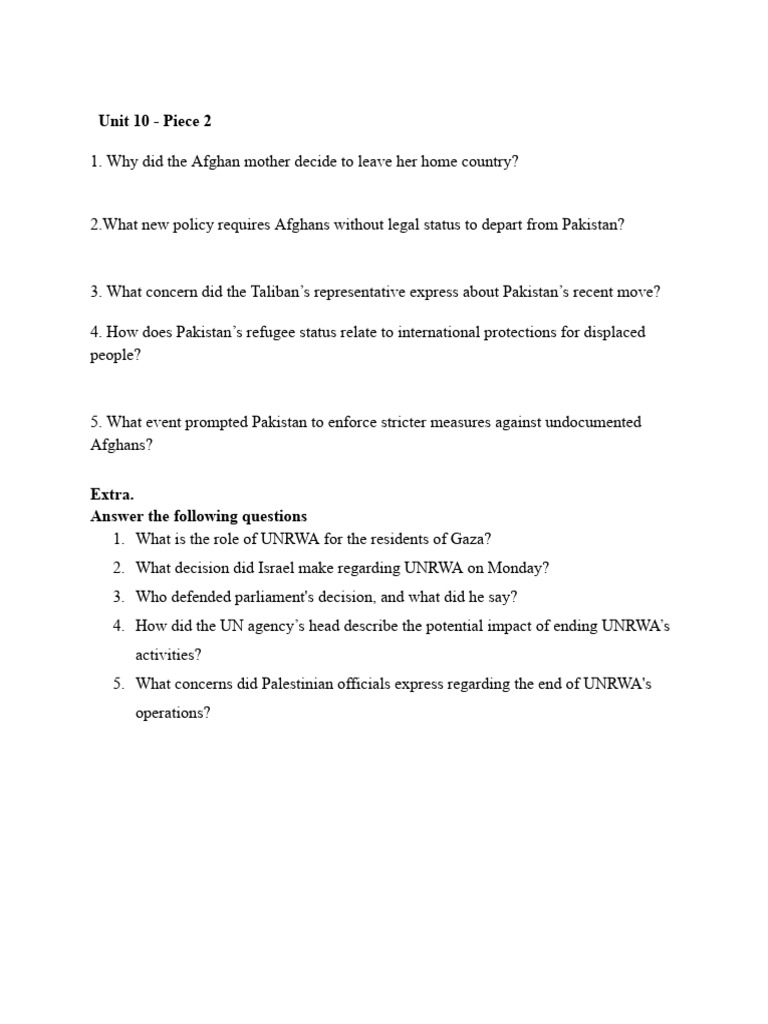 U 10 - Questions | PDF