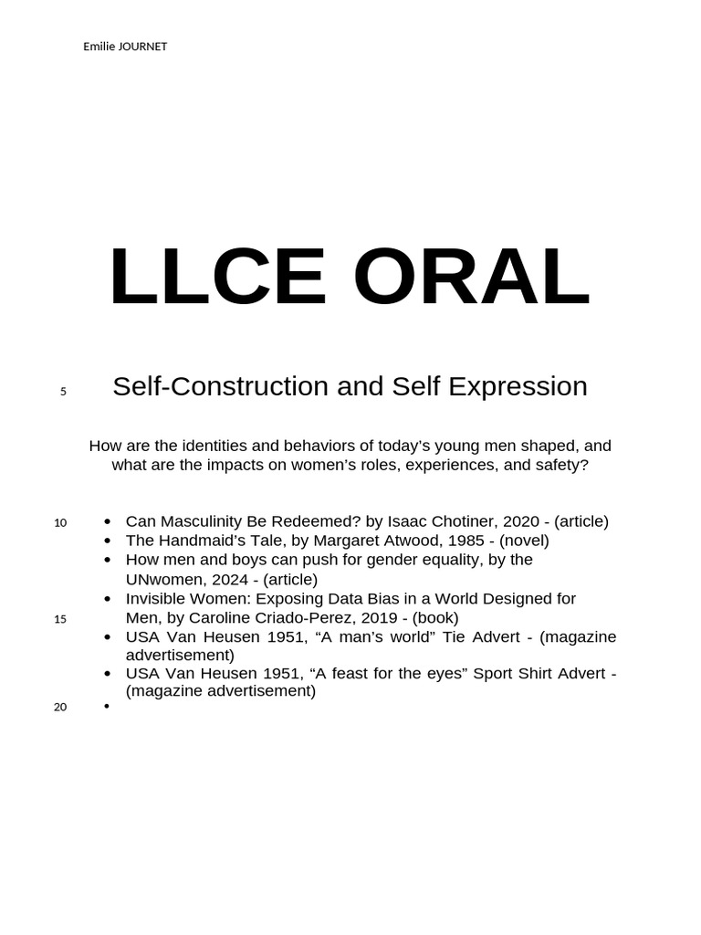 Oral-LLce | PDF | Masculinity | Gender Role